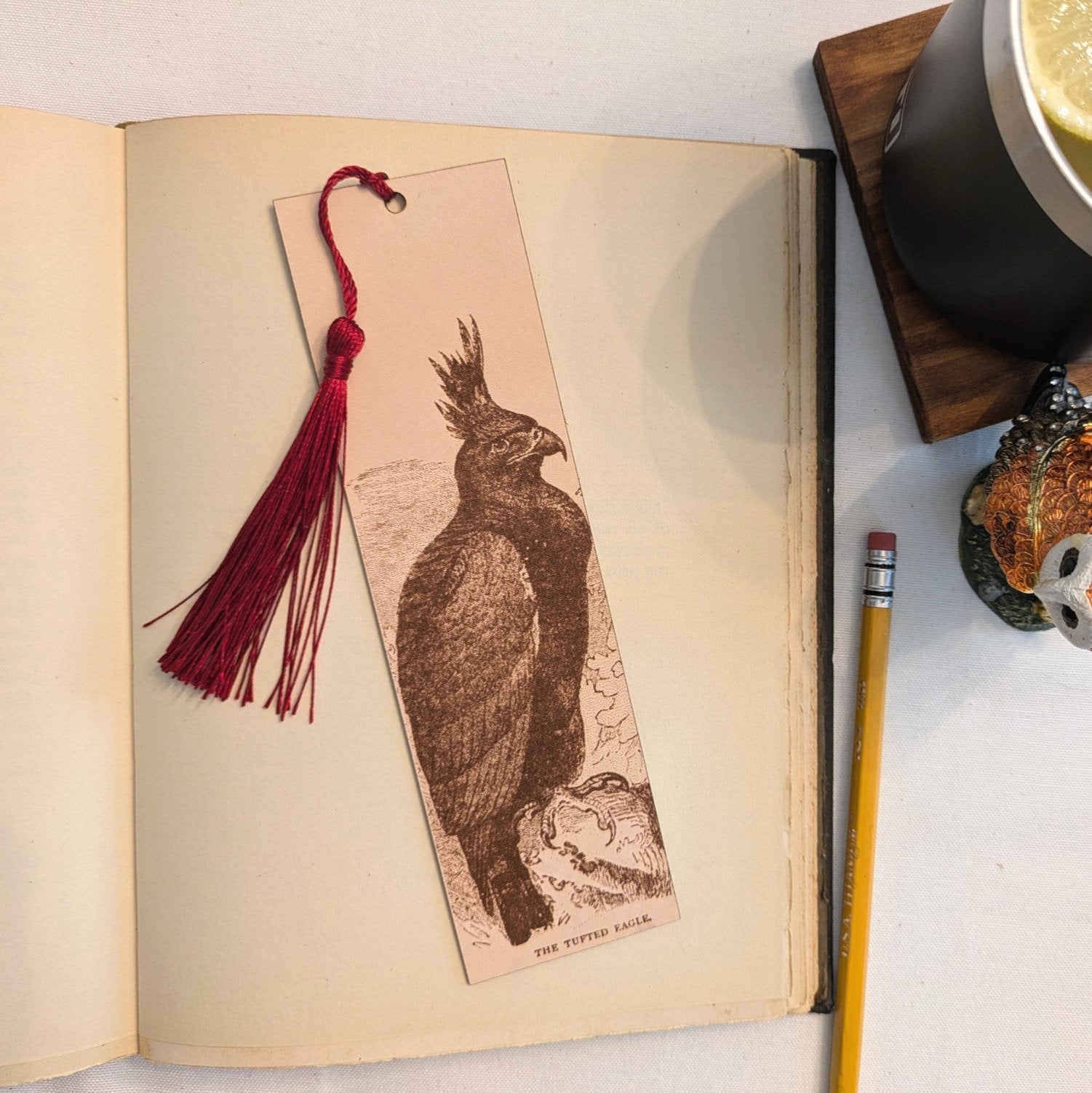 Long Crested Eagle Bookmark - Leather Historical – Raven King Crafts