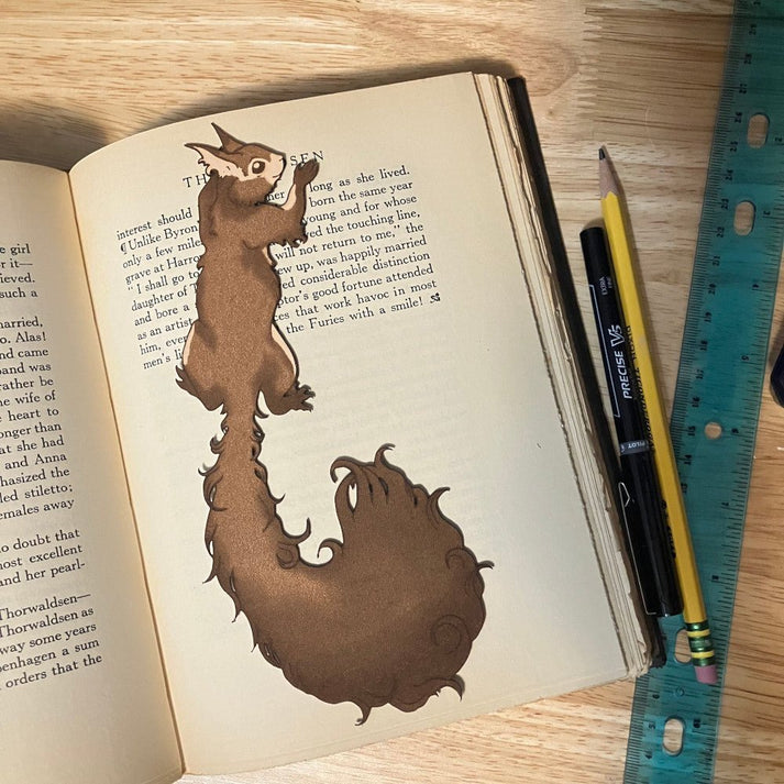 Red Squirrel Bookmark - Leather – Raven King Crafts